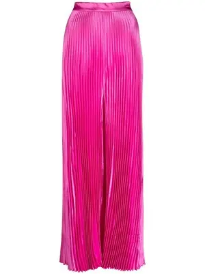 L'IDEE High Waisted Pleated Wide Leg Pants - Fuchsia