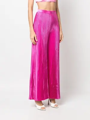 L'IDEE High Waisted Pleated Wide Leg Pants - Fuchsia