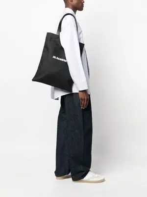 JIL SANDER Logo Print Tote - Black