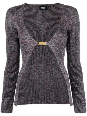 Gcds Logo Lurex Cardigan - Grey