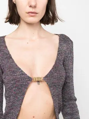 Gcds Logo Lurex Cardigan - Grey