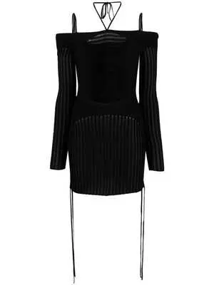 ANDREĀDAMO Knit Ribbed Mini Dress - Black
