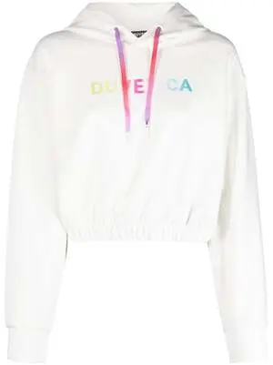 Duvetica Logo Cropped Hoodie - Grey