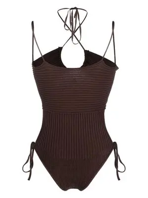 ANDREĀDAMO Cut Out Knit Bodysuit - Beige