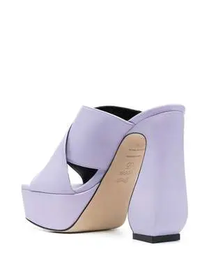 SERGIO ROSSI 130mm Leather Heel Mules - Lilac