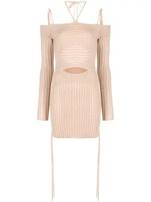 ANDREĀDAMO Knit Ribbed Mini Dress - Beige