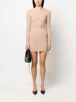 ANDREĀDAMO Knit Ribbed Mini Dress - Beige