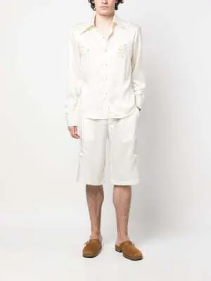 BLUEMARBLE Embroidered Satin Shorts - White