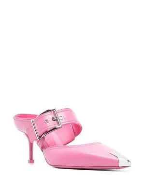 Alexander McQueen Buckled Leather Mules - Pink