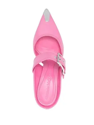 Alexander McQueen Buckled Leather Mules - Pink