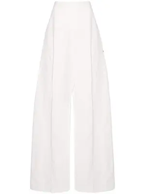 Sportmax Linen And Cotton Blend Wide Leg Trousers - White