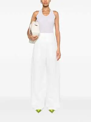Sportmax Linen And Cotton Blend Wide Leg Trousers - White