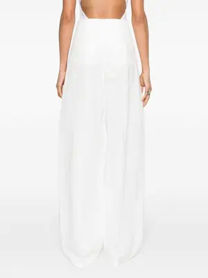 Sportmax Linen And Cotton Blend Wide Leg Trousers - White