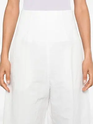 Sportmax Linen And Cotton Blend Wide Leg Trousers - White