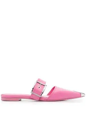 Alexander McQueen Buckled Leather Mules - Pink