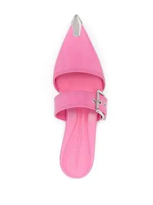 Alexander McQueen Buckled Leather Mules - Pink