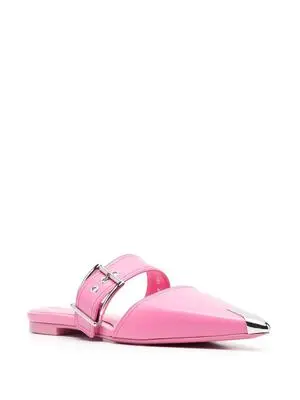 Alexander McQueen Buckled Leather Mules - Pink