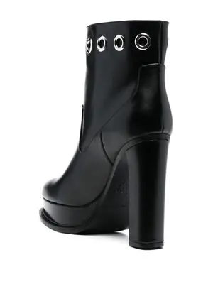 Alexander McQueen Leather Platform Ankle Boots
