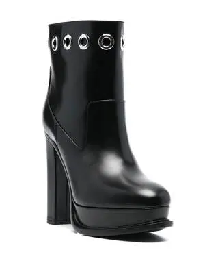 Alexander McQueen Leather Platform Ankle Boots