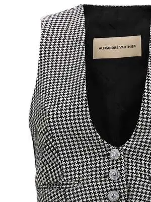 Alexandre Vauthier Houndstooth Waistcoat - White/black