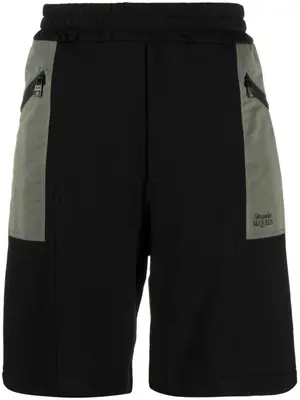 Alexander McQueen Two-tone Organic Cotton Shorts