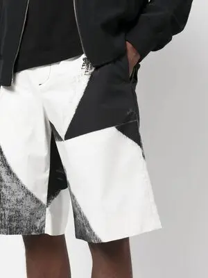 Alexander McQueen Abstract-print Cotton Bermuda Shorts - Black