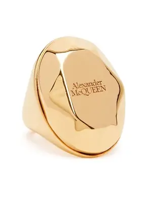 Alexander McQueen Faceted Stone Logo Ring