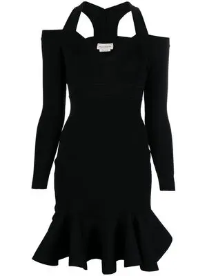 Alexander McQueen Off-shoulder Mini Dress - Black