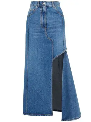 Alexander McQueen Denim Midi Skirt - Blue