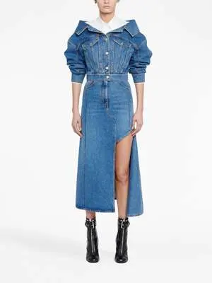 Alexander McQueen Denim Midi Skirt - Blue