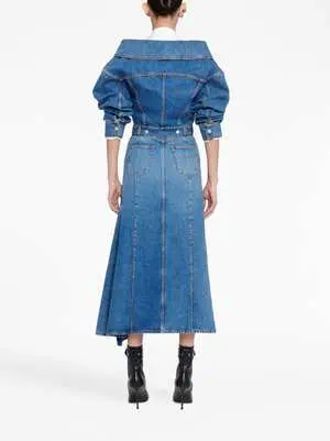 Alexander McQueen Denim Midi Skirt - Blue