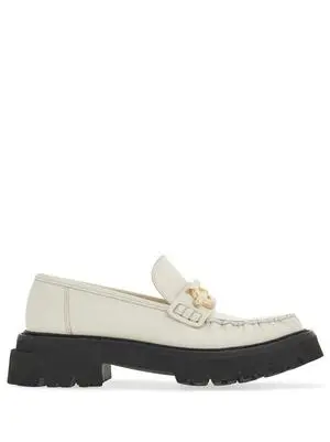 FERRAGAMO Gancio Leather Loafers - White