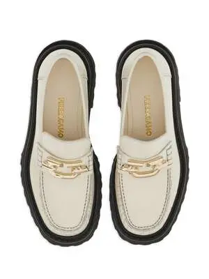 FERRAGAMO Gancio Leather Loafers - White