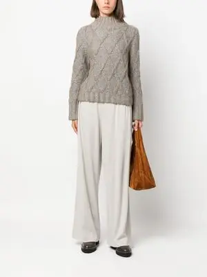 Fabiana Filippi Pleated Wide Leg Wool Trousers - White