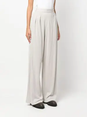 Fabiana Filippi Pleated Wide Leg Wool Trousers - White