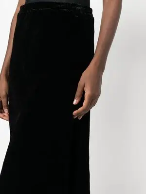 Gold Hawk Velvet Maxi Skirt - Black