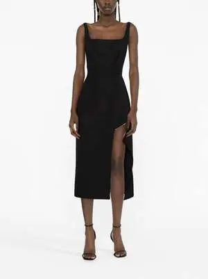 Alexander McQueen Grain De Poudre Wool Midi Dress
