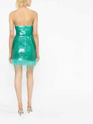 Giuseppe Di Morabito Feather-trimmed Mini Dress - Clear Blue