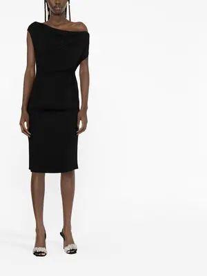 Alexandre Vauthier One-shoulder Draped Midi Dress - Black