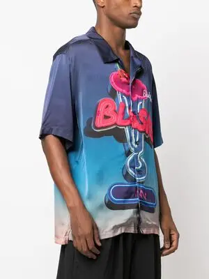 BLUE SKY INN Printed Viscose Shirt - Blue