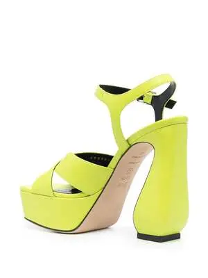 SERGIO ROSSI Sculpted-heel Leather Sandals - Yellow