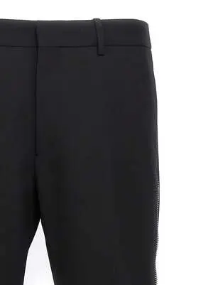 Off White Wool Pants With Logo Embroidery