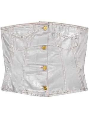 GANNI Organic Cotton Denim Corset - White
