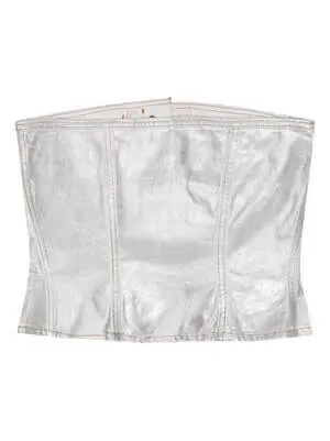 GANNI Organic Cotton Denim Corset - White