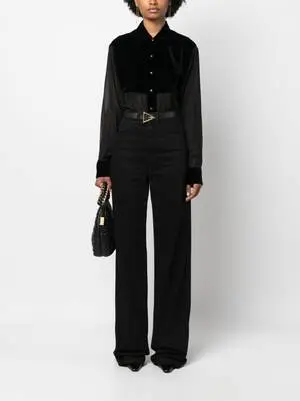 TOM FORD Panelled Silk Georgette Shirt - Black