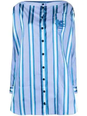 Etro Striped Mini Shirt Dress - Clear Blue