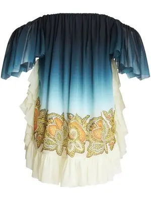 Etro Printed Silk Mini Dress - Blue
