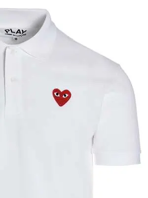 Play Comme Des Garcon Logo Patch Polo Shirt - White