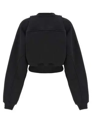 Off White Cropped Sweatshirt - White/black