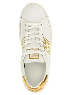 Versace Leather Greca Sneakers - Gold